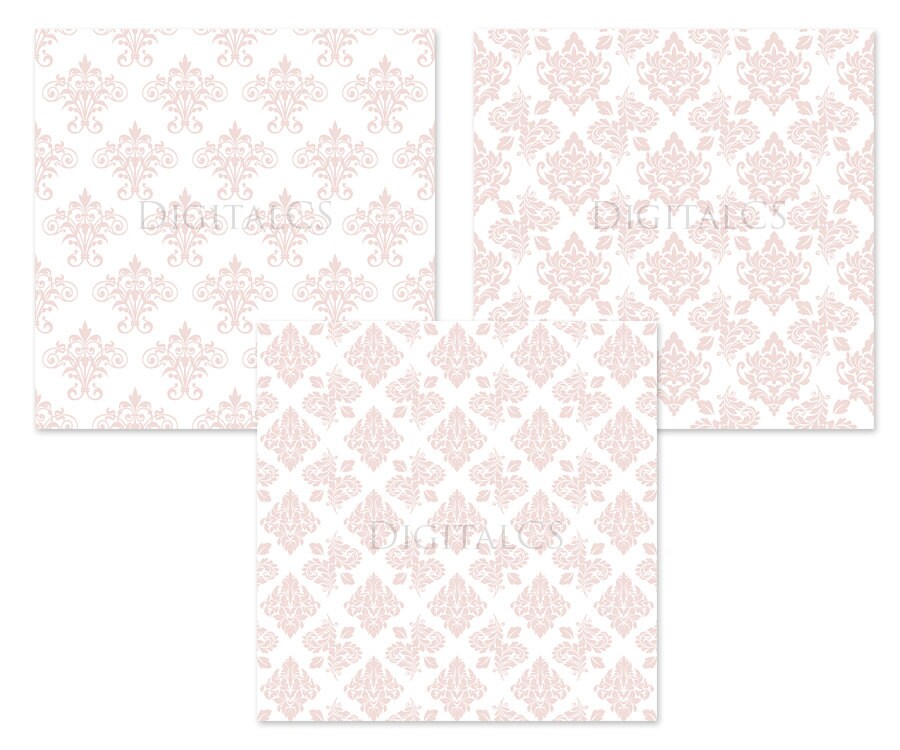 Dusty Rose Pink Damask Digital Paper Dusty Rose Digital Paper Dusty ...