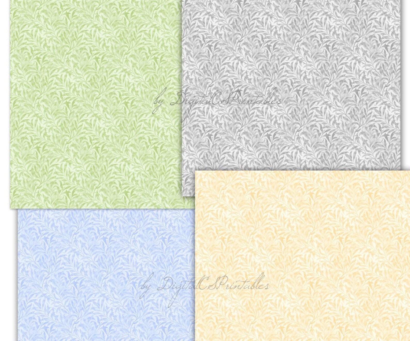 Nature Digital Paper Leaf Pattern Watercolor Leaf Digital - Etsy