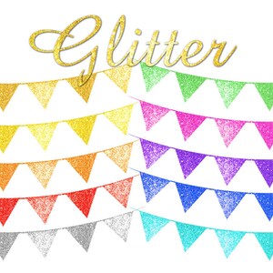 Glitter Bunting Clipart Bunting Clip Art Glitter Clipart Digital ...