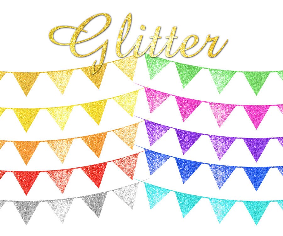 Glitter Bunting Clipart Bunting Clip Art Glitter Clipart Digital ...