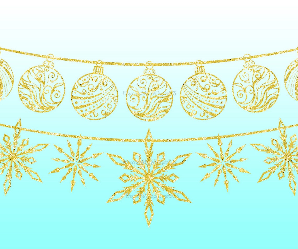 Gold Christmas Bunting Clipart Christmas Clipart Gold Holiday - Etsy