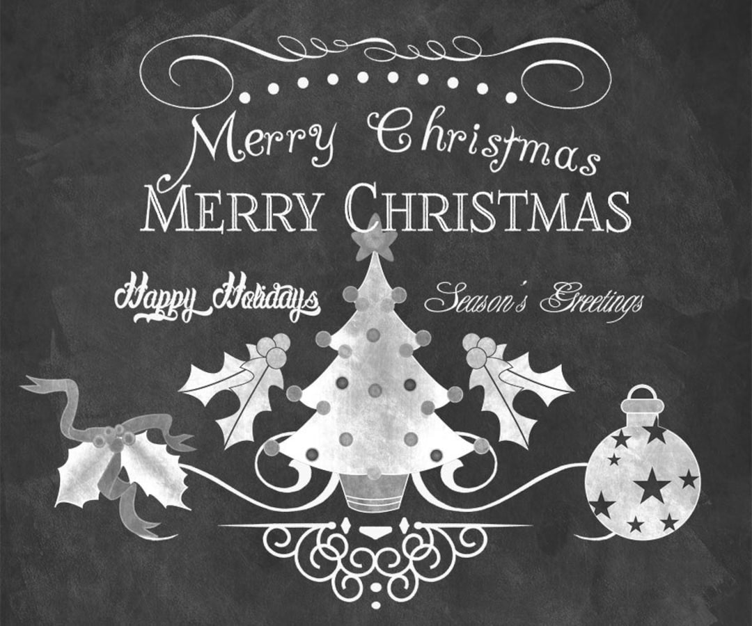 Chalkboard Christmas Clipart Christmas Chalkboard Clipart Digital Stamp ...
