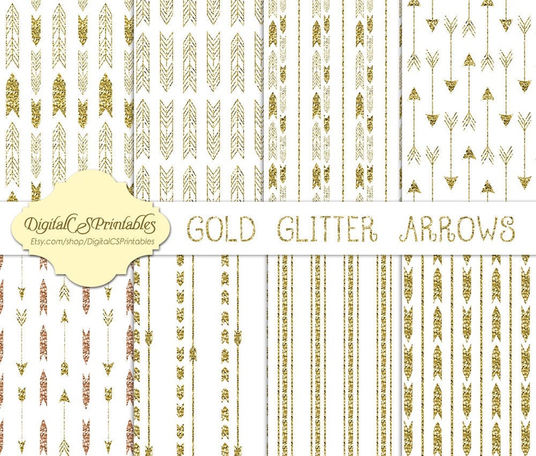 Gold Arrow Digital Paper Arrow Tribal Digital Paper Gold Glitter ...