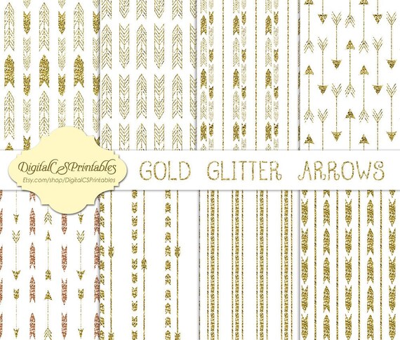 Gold Arrow Digital Paper Arrow Tribal Digital Paper Gold | Etsy