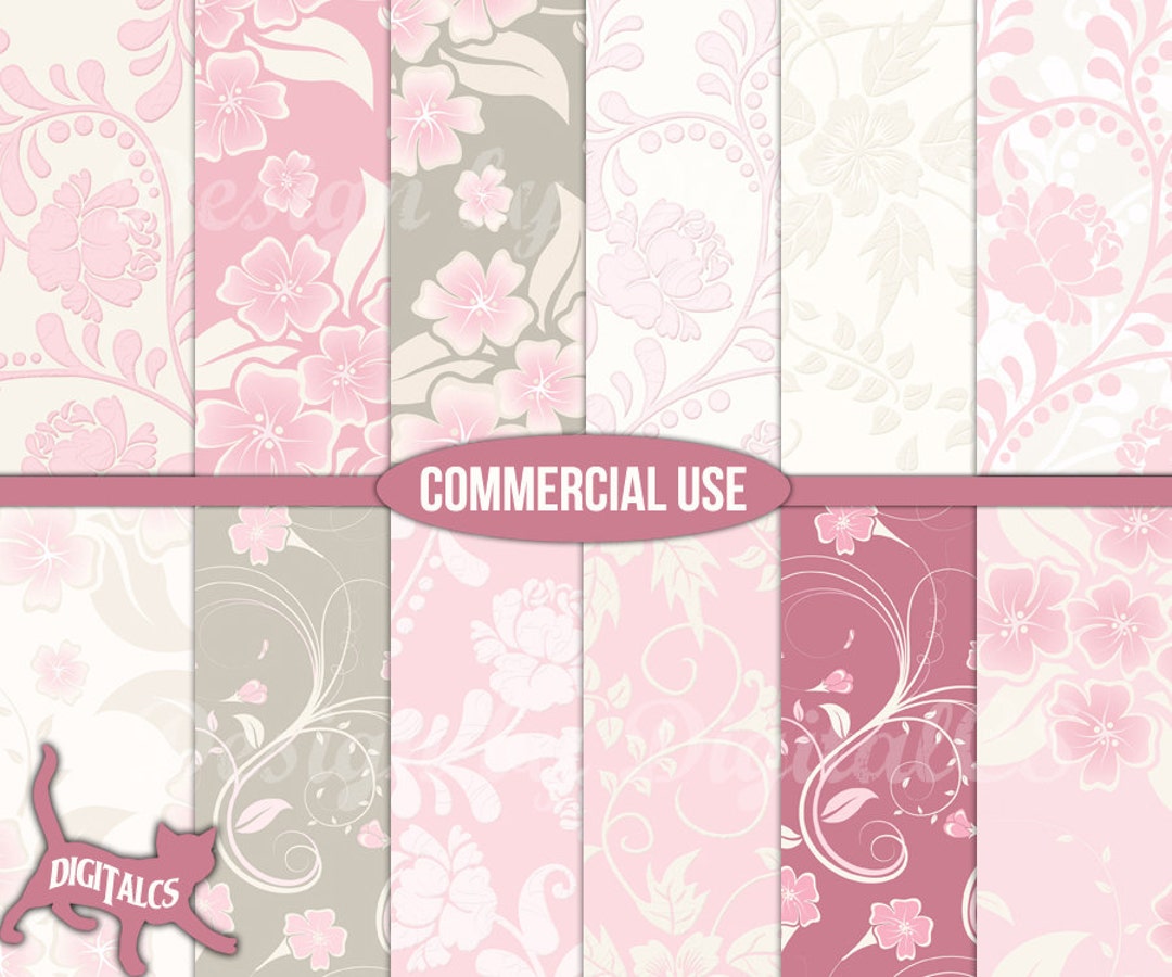 Pink Floral Digital Paper Pink Digital Paper Floral Digital Paper ...