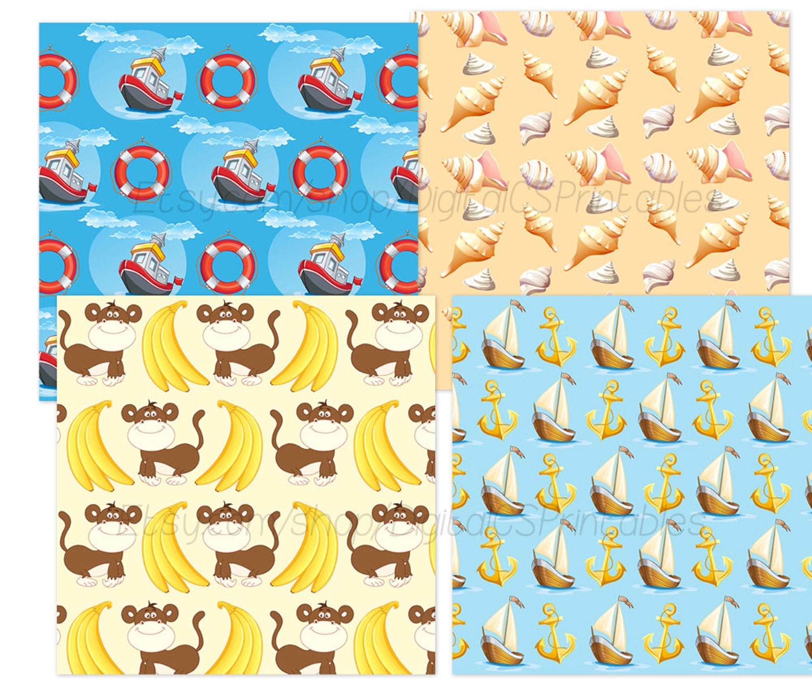 Cute Summer Digital Paper Summer Kids Digital Paper Beach | Etsy