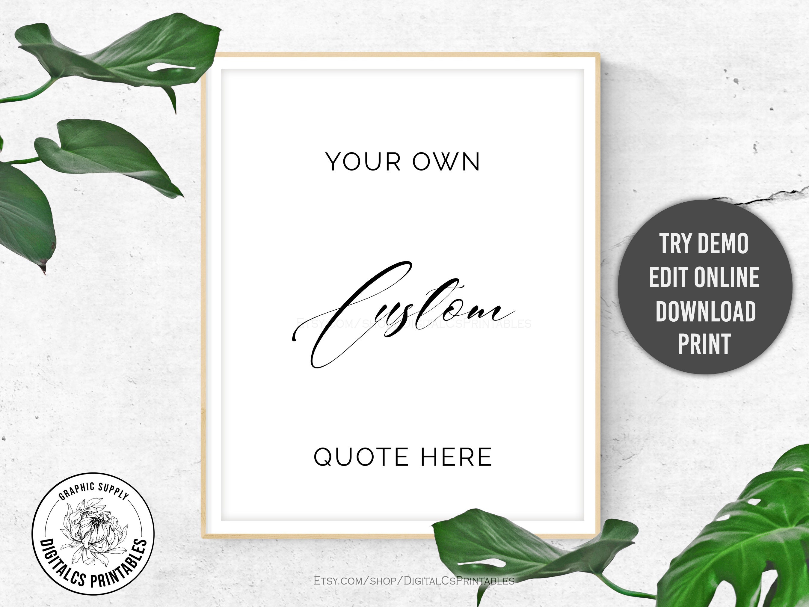 Elegant Editable Quote Sign Custom Print Personalized Sign Template ...
