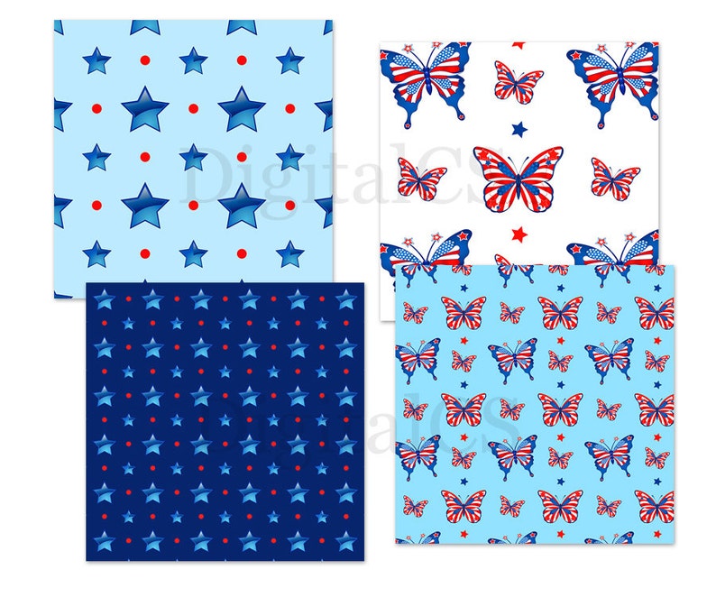 4th of July Digital Paper Independence Day Digital Paper Patriotic ...