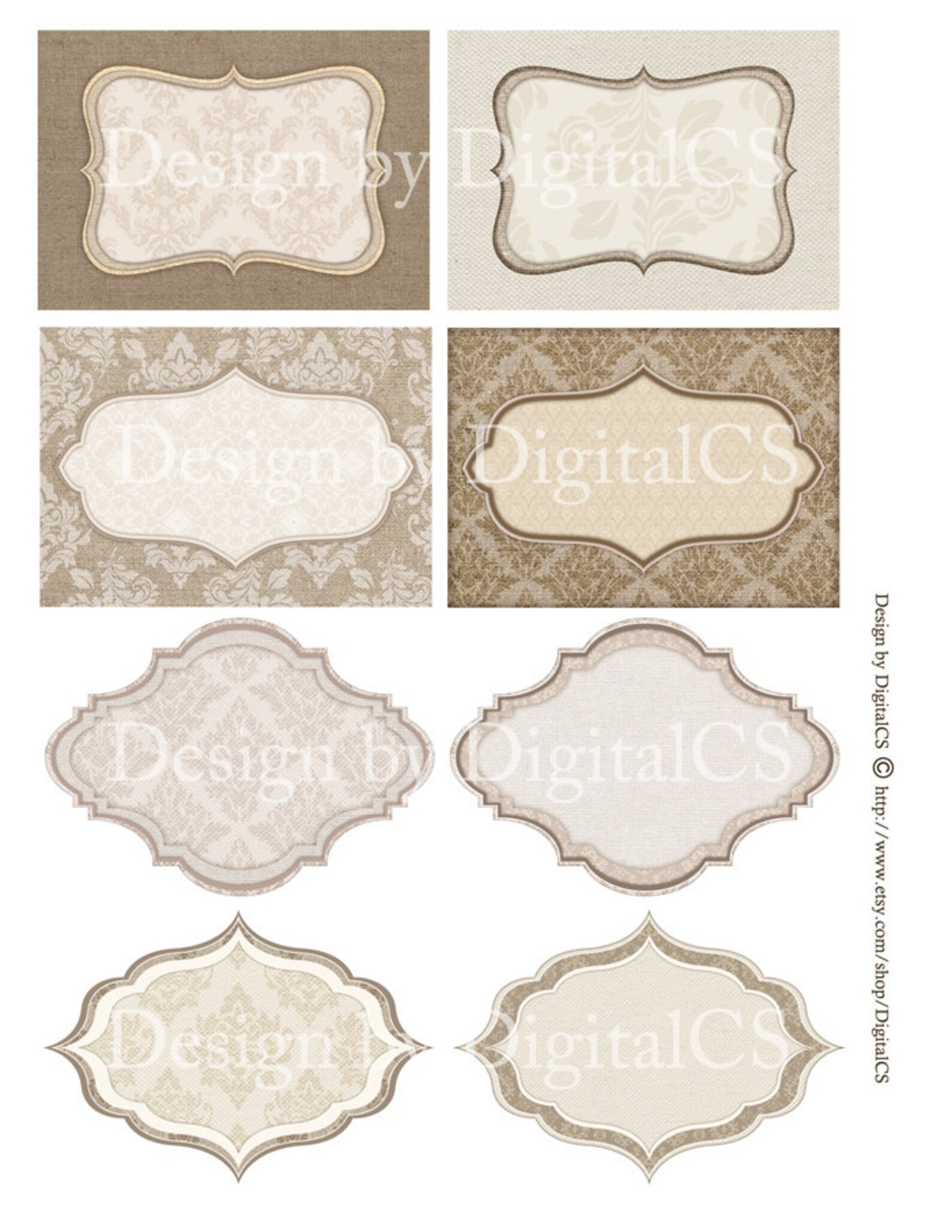 Burlap Digital Labels and Frames Digital Label Digital Tag - Etsy
