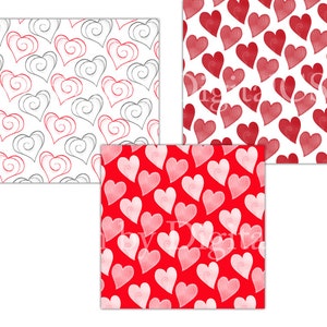 Hearts Digital Paper Hearts Valentines Day Digital Paper Digital Paper ...