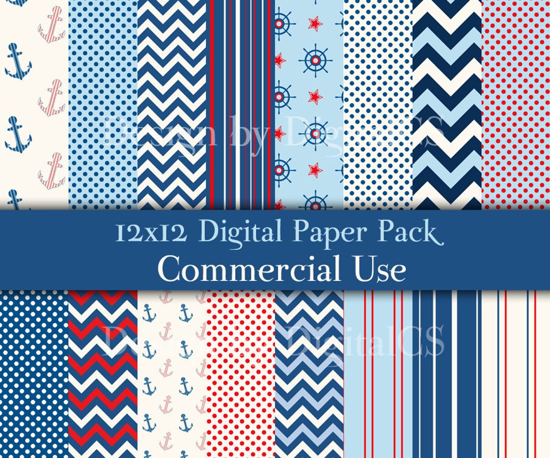 Nautical Digital Paper Chevron Digital Paper Nautical Paper Nautical ...
