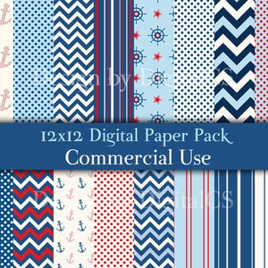 Nautical Digital Paper Chevron Digital Paper Nautical Paper Nautical ...