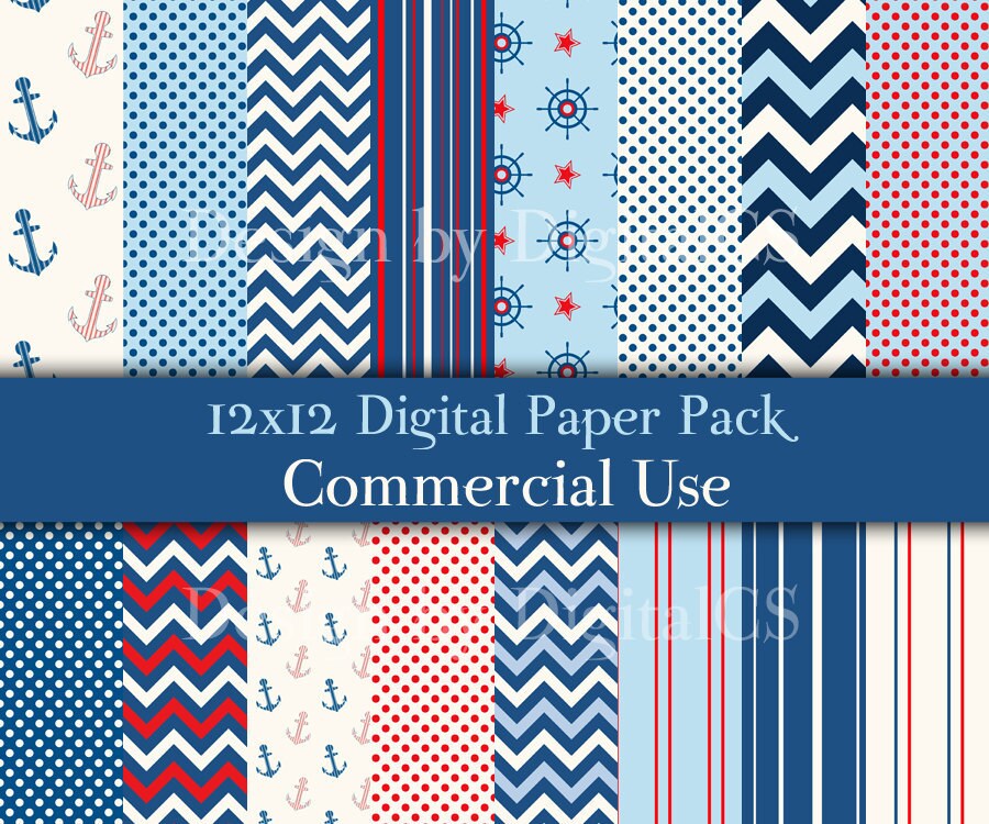 Nautical Digital Paper Chevron Digital Paper Nautical Paper Nautical ...