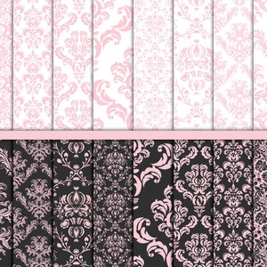 Pink Damask Digital Paper Wedding Paper Wedding Digital Paper Pink ...