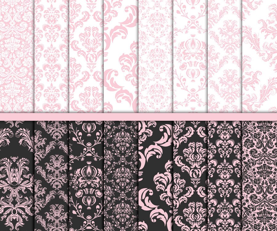 Pink Damask Digital Paper Wedding Paper Wedding Digital Paper Pink ...
