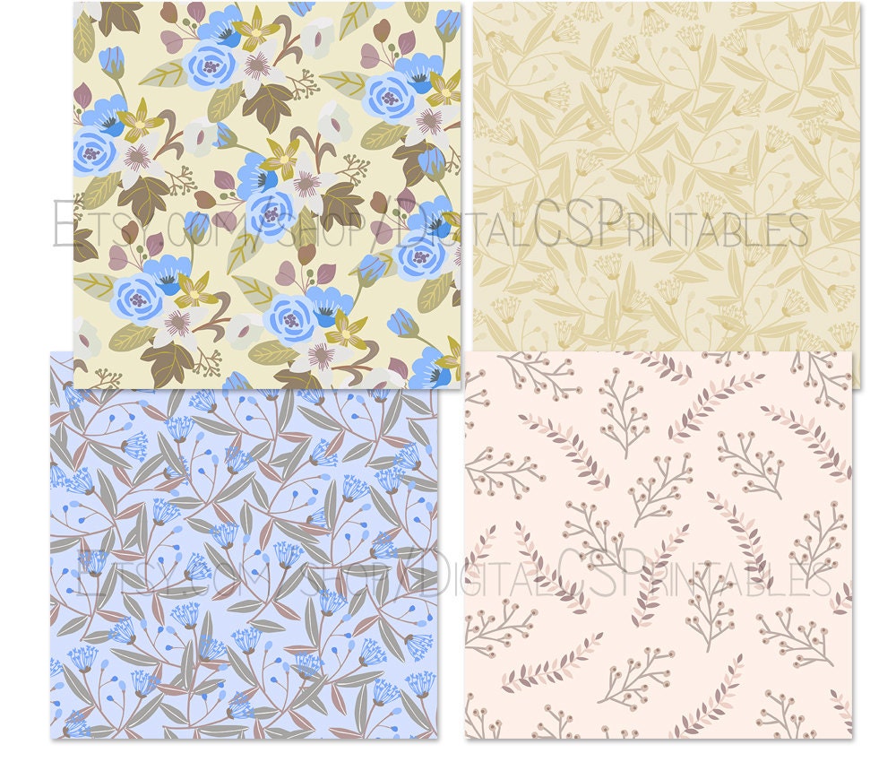 Fall Floral Digital Paper Floral Purple Digital Paper Flower Fall ...