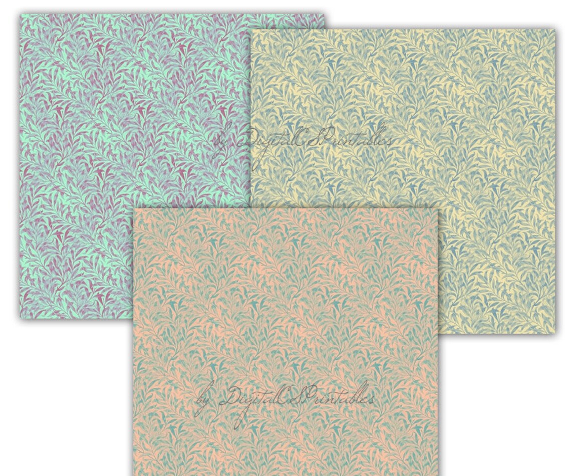 Nature Digital Paper Leaf Pattern Watercolor Leaf Digital - Etsy