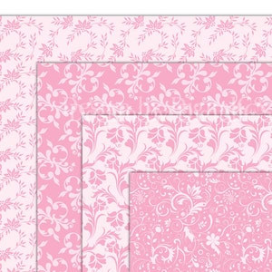 Pink Digital Paper Floral Digital Paper Pack Commercial Use. Card ...