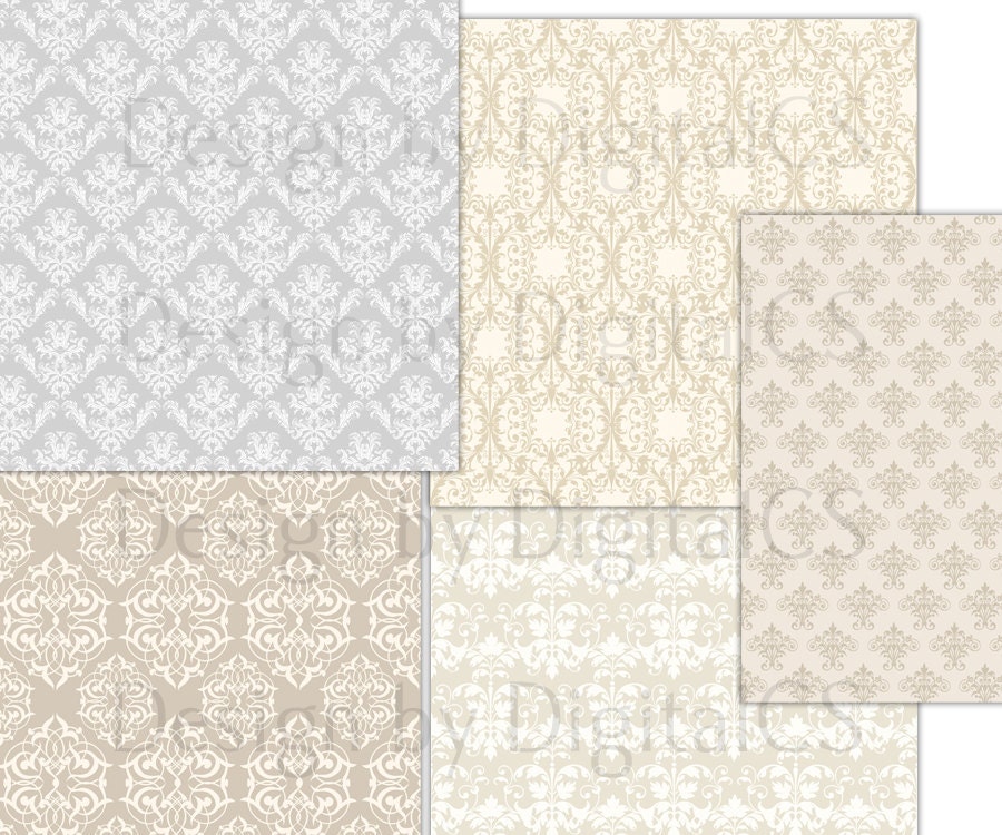 Damask Digital Paper Wedding Digital Scrapbook Paper Antique Digital ...