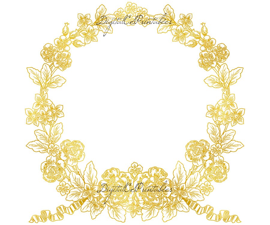 Gold Frame Clipart Digital Frames Floral Frame Clipart Gold Foil Clip ...