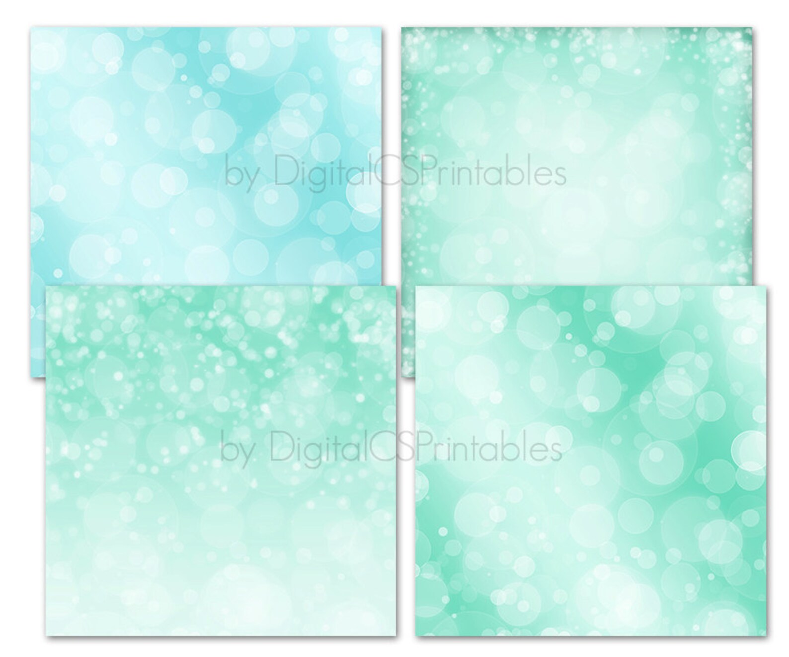 Bokeh Digital Paper Blue Bokeh Mint Bokeh Pastel Blue Digital Paper ...