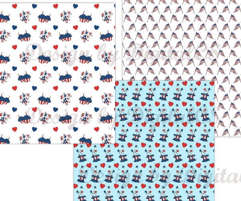 Patriotic Digital Paper 4th of July Digital Paper Independence Day ...