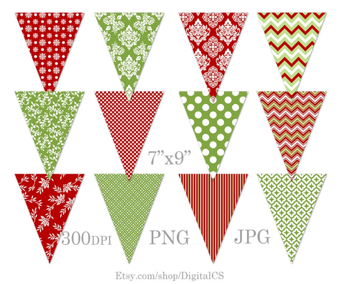 DIY Christmas Garland Printable Christmas Bunting Clipart Christmas ...