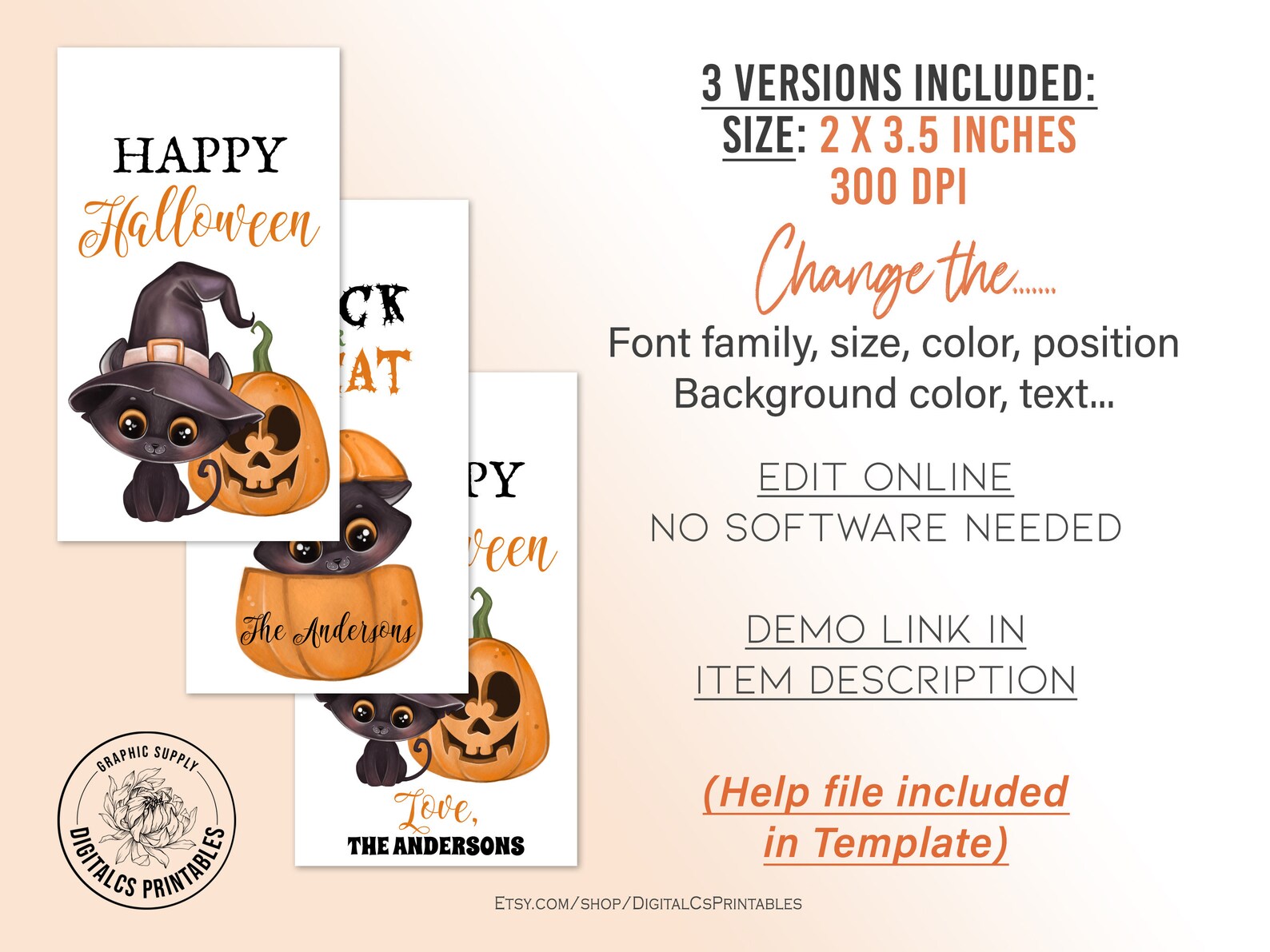 Editable Halloween Gift Tags Printable Halloween Tags Happy - Etsy