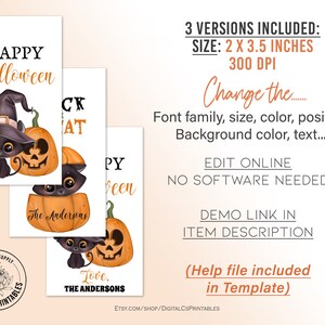 Editable Halloween Gift Tags Printable Halloween Tags Happy Halloween ...