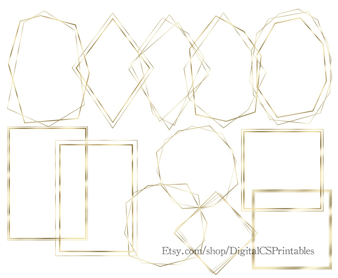 Gold Geometric Frame Clipart Gold Foil Frames Gold Frames PNG ...