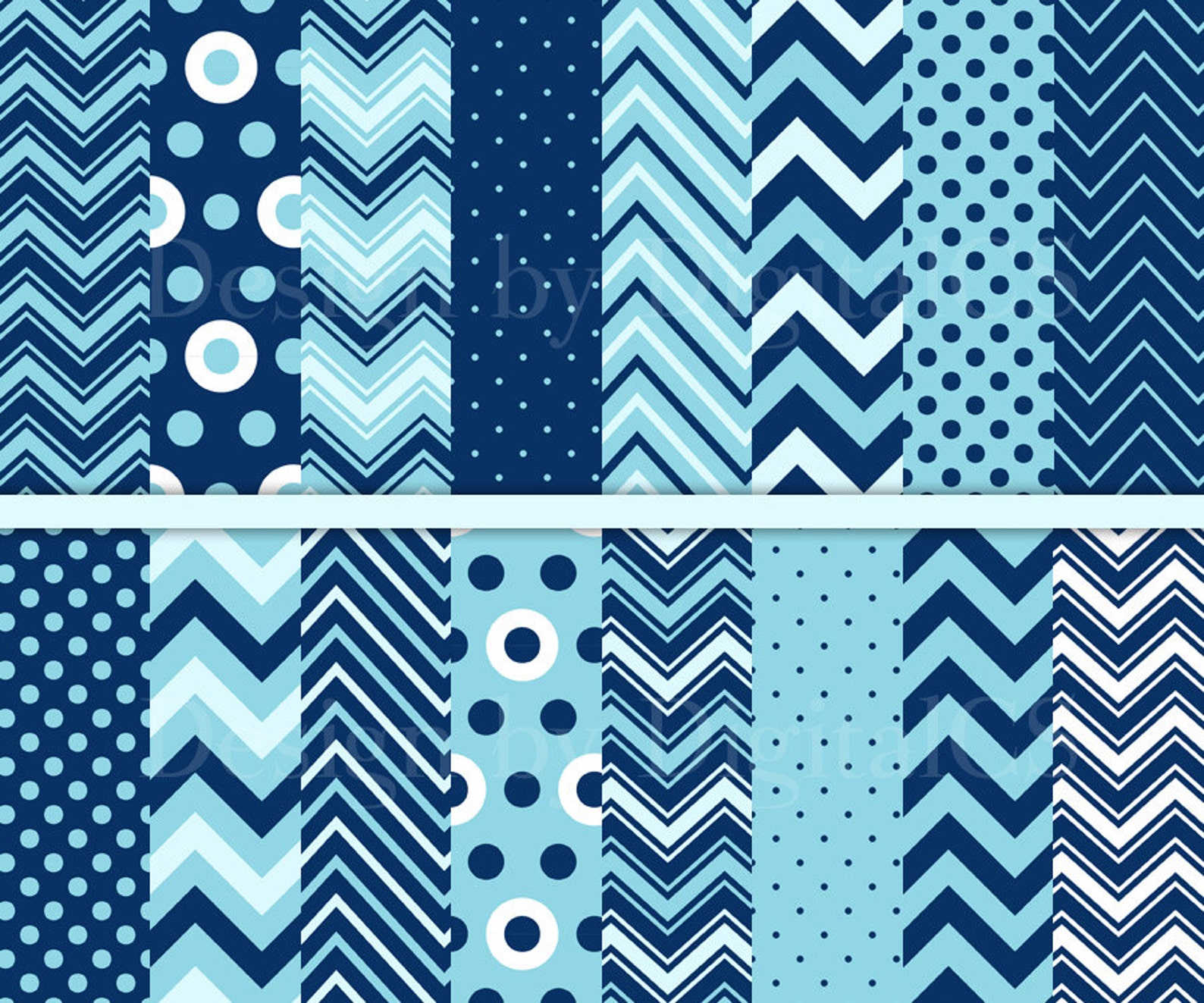 Blue Chevron Digital Paper Navy Blue Digital Paper Pack Polka Dots ...