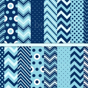 Blue Chevron Digital Paper Navy Blue Digital Paper Pack Polka Dots ...