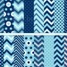 Blue Chevron Digital Paper Navy Blue Digital Paper Pack Polka Dots ...