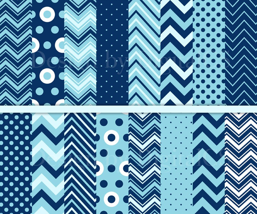 Blue Chevron Digital Paper Navy Blue Digital Paper Pack Polka Dots ...