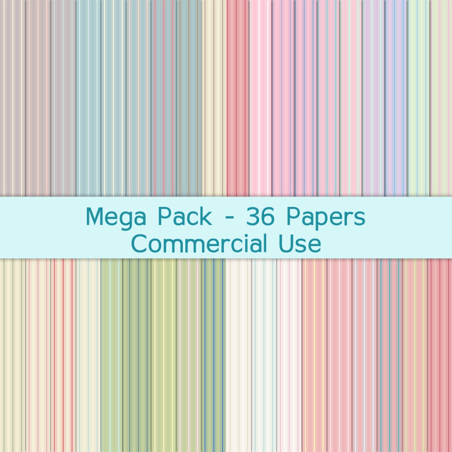 36 Digital Paper Pastel Stripes Digital Paper Craft Paper Multicolor ...