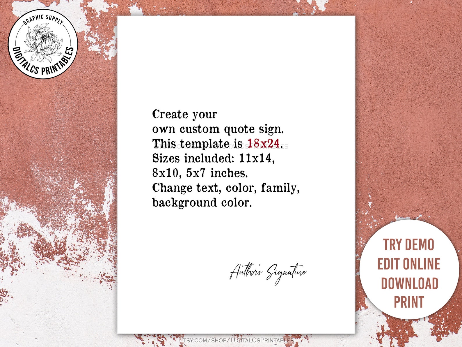 Custom Quote Sign Editable Print Custom Sign Template Print Create Your ...