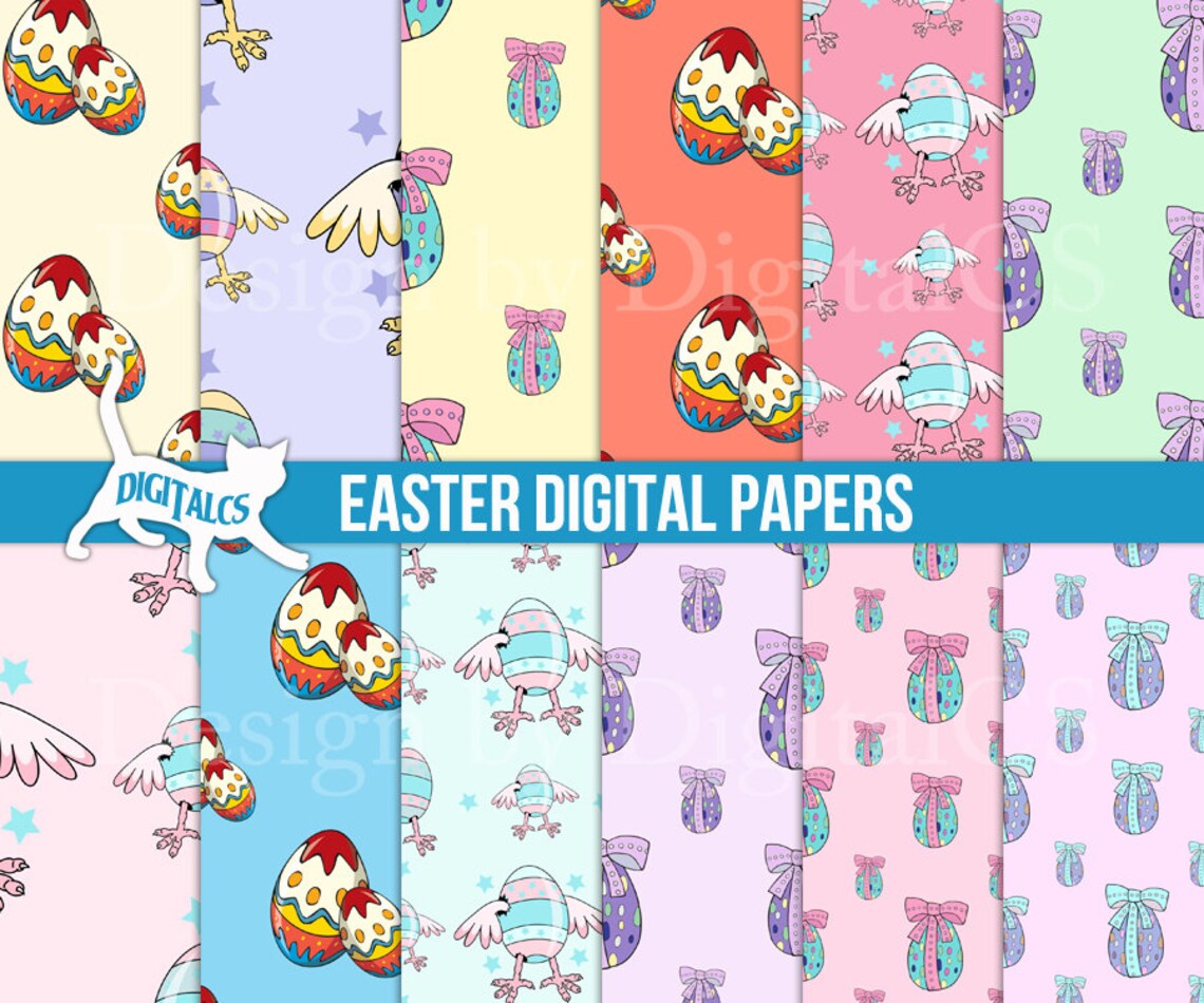 Cute Easter Digital Paper Easter Scrapbook Paper Bunny Digital Paper ...