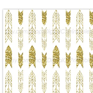 Gold Arrow Digital Paper Arrow Tribal Digital Paper Gold Glitter ...