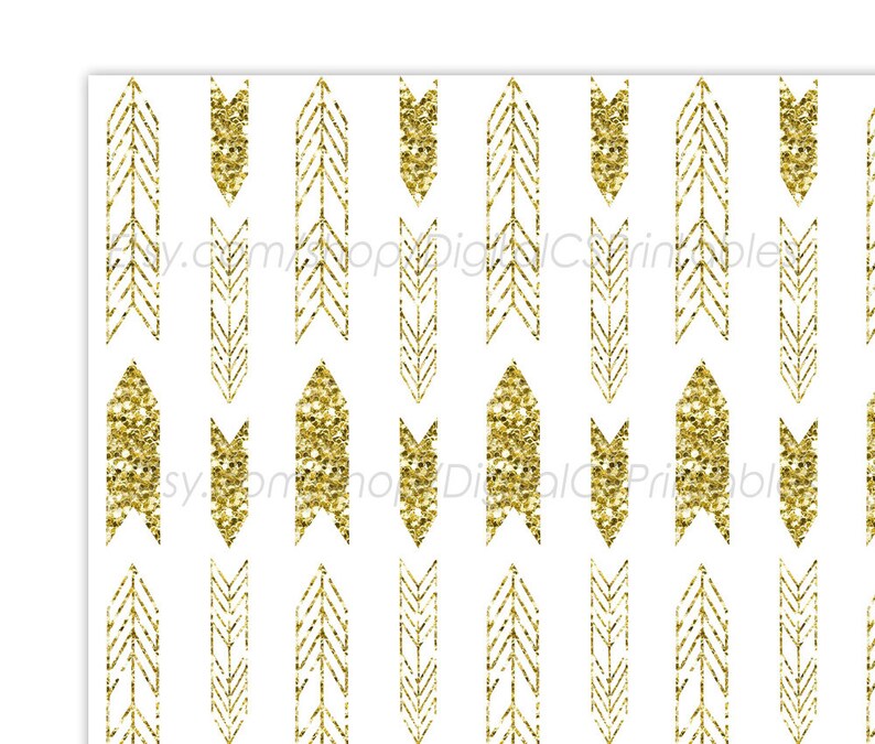 Gold Arrow Digital Paper Arrow Tribal Digital Paper Gold Glitter ...