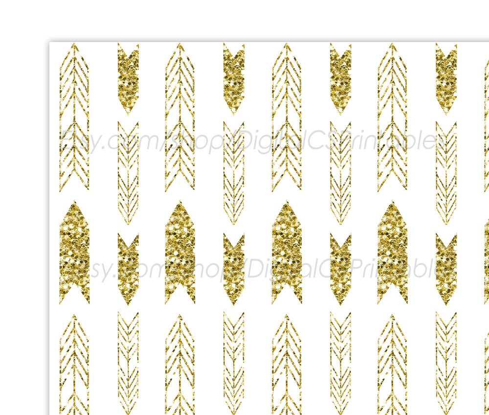 Gold Arrow Digital Paper Arrow Tribal Digital Paper Gold Glitter ...