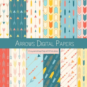 Tribal Digital Paper Tribal Arrow Digital Paper Arrow Teal and - Etsy