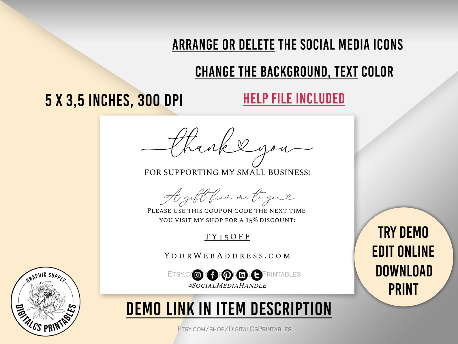 Editable Customer Appreciation Card Business Template Printable Thank ...