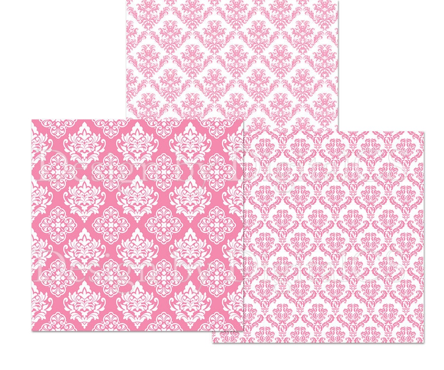 Pink Damask Digital Paper Pink Digital Paper Pastel Digital Paper ...