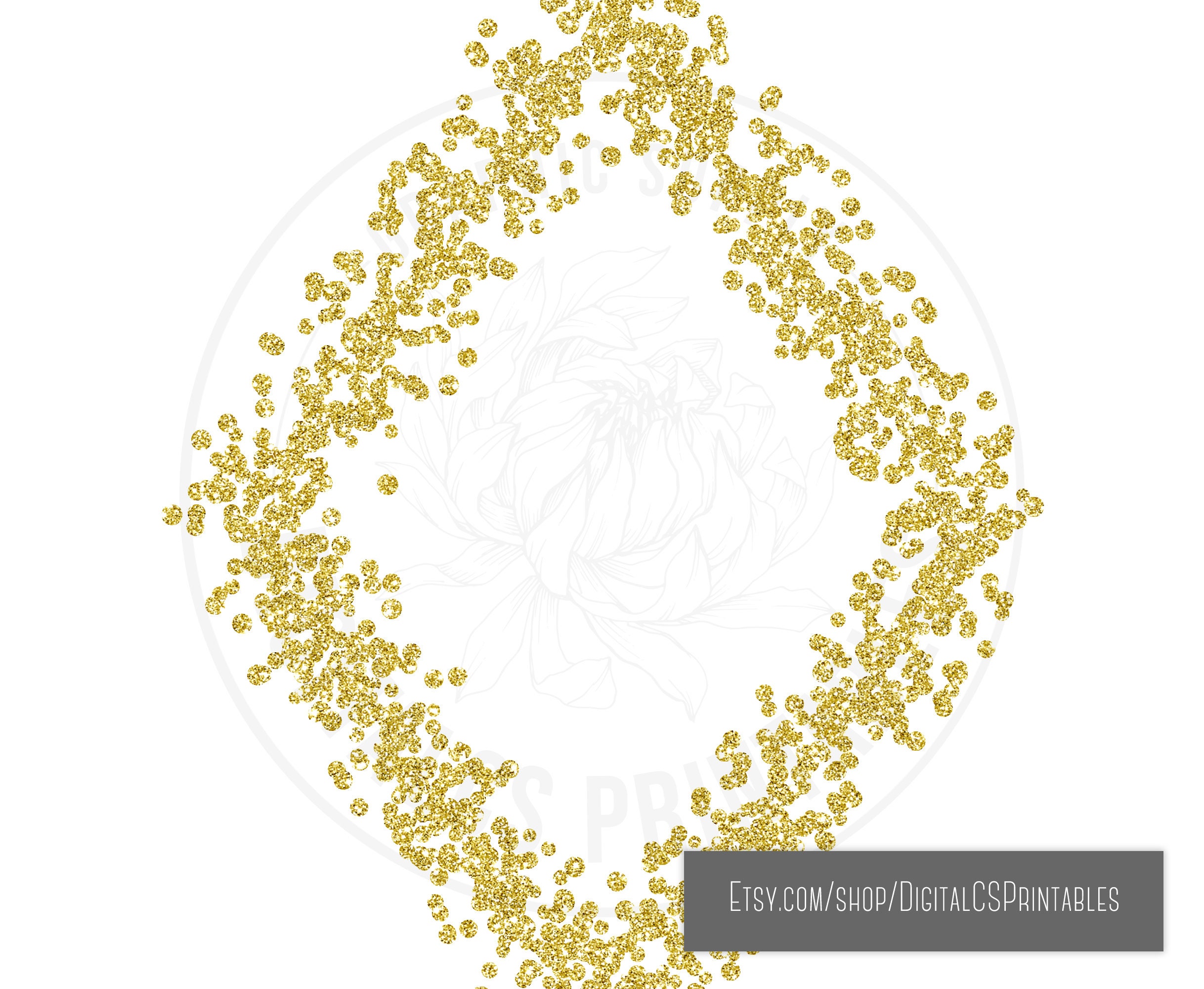 Gold Glitter Frames Clipart Borders Gold Glitter Confetti PNG - Etsy