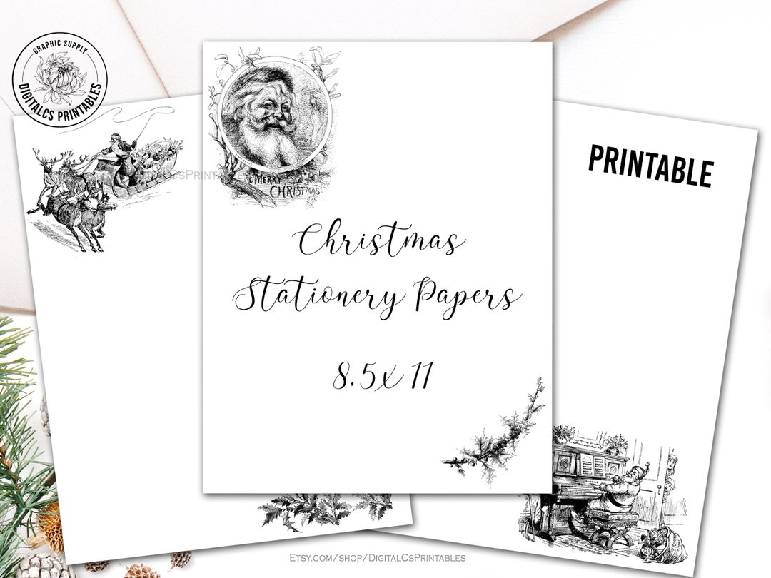 Printable Christmas Stationery Paper Vintage Christmas Writing Paper ...