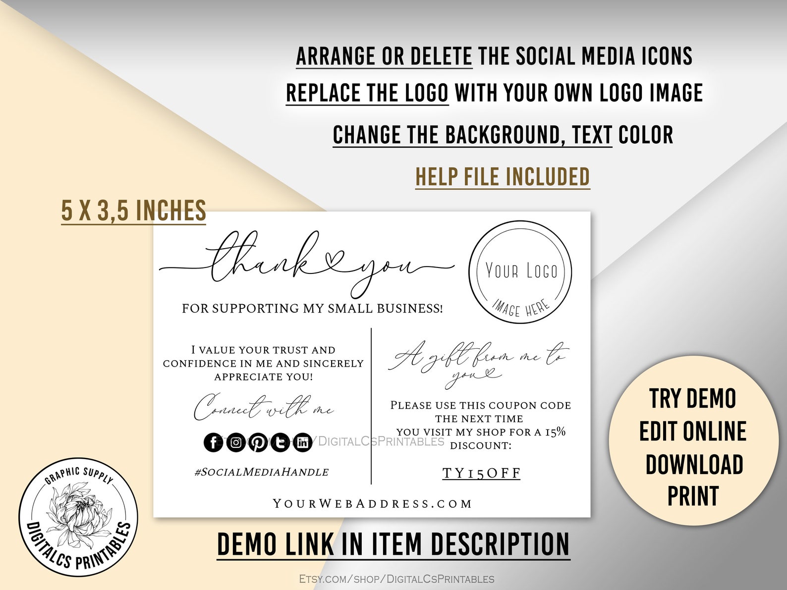 Editable Customer Appreciation Card Business Template Printable Thank ...