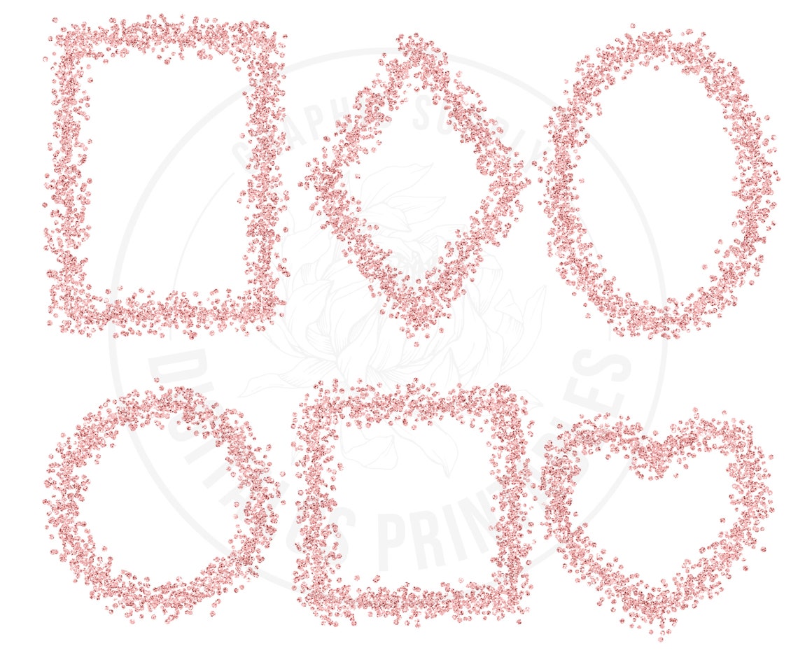 Rose Gold Glitter Frames Clipart Borders Pink Glitter Confetti - Etsy
