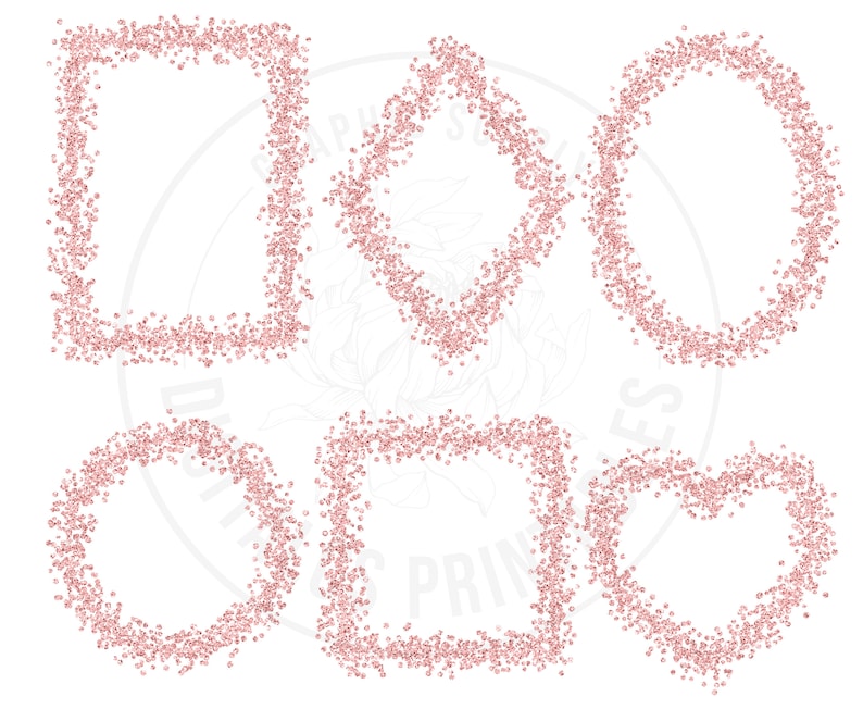 Rose Gold Glitter Frames Clipart Borders Pink Glitter Confetti - Etsy ...
