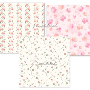Watercolor Floral Digital Paper Watercolor Flowers Watercolor Digital ...