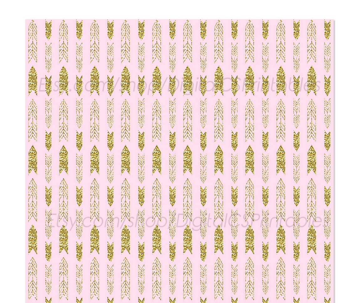 Gold and Pink Arrow Digital Paper Arrow Gold Glitter Digital - Etsy
